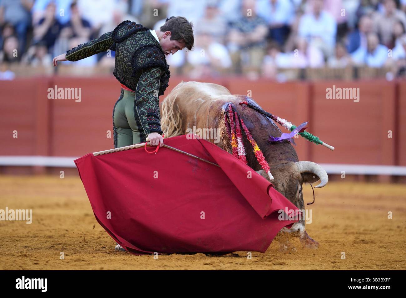 The bullfighter Javier Zulueta during the third bullfight on April 28 ...