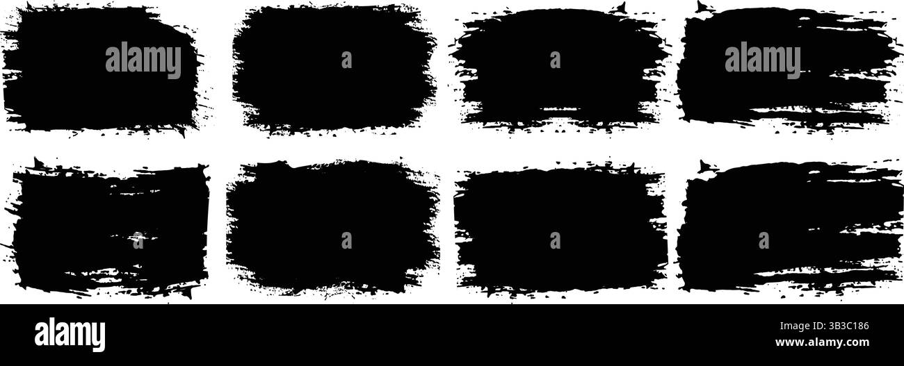 Set of grunge square template backgrounds. Vector black painted squares ...