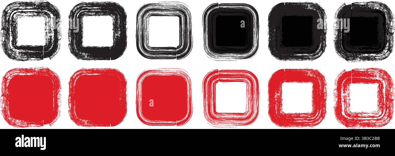 Grunge style set of square and rectangle shapes . Vector Set of square ...