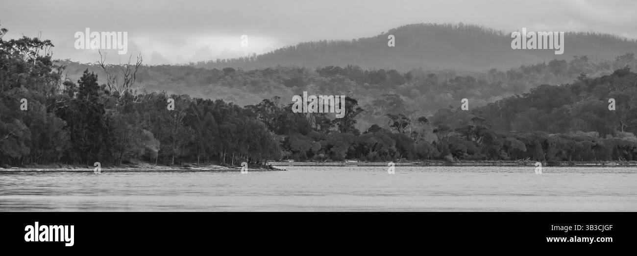 Scenic morning views in black and white at Wallaga Lake and Gulaga ...