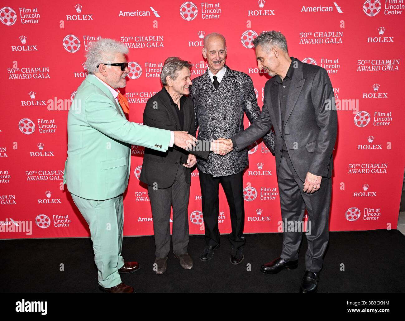 Honoree Pedro Almodovar, left, Mikhail Baryshnikov, John Waters and ...