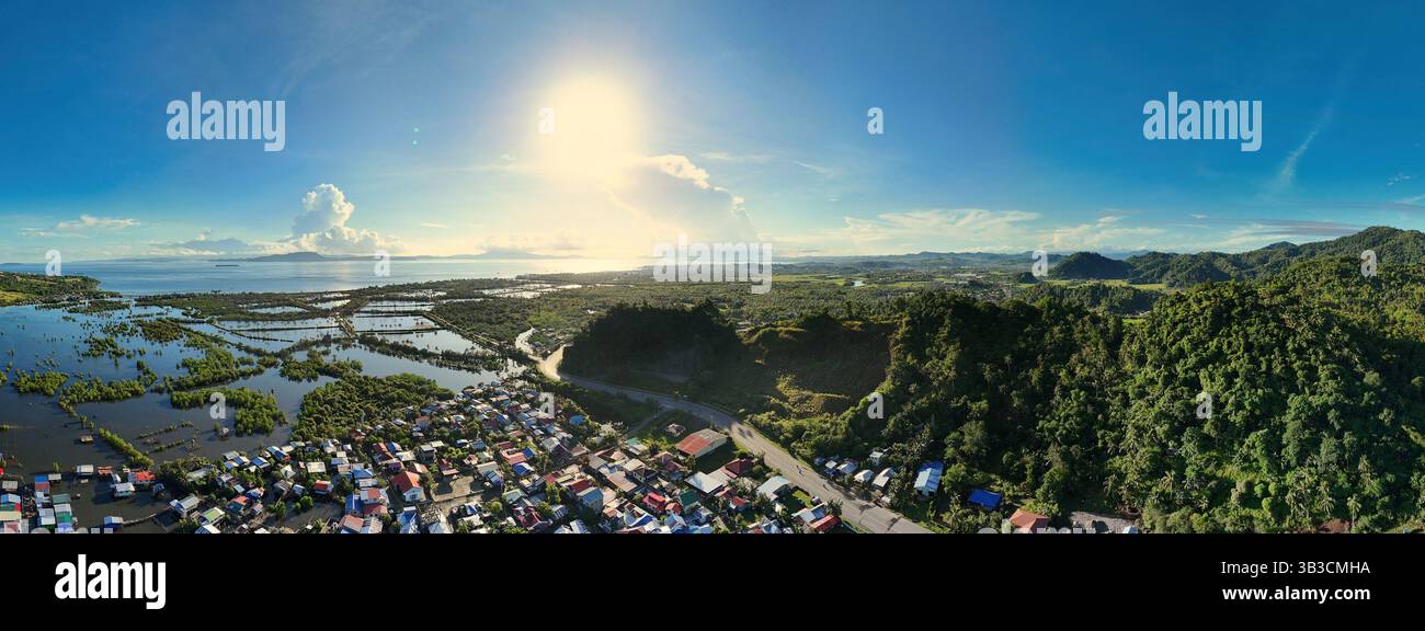 Surigao City Philippines. Early morning panorama looking across the ...
