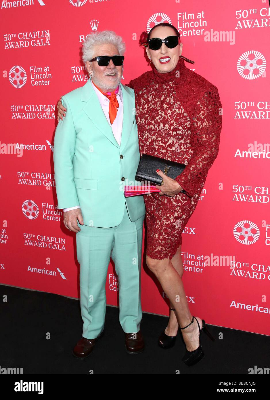 New York City, USA. 28th Apr, 2025. Pedro Almodovar and Rossy de Palma ...
