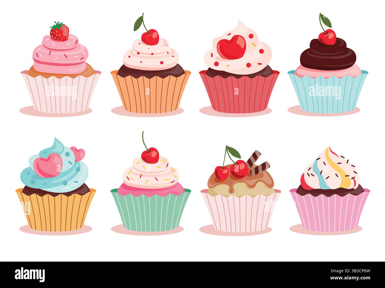 Cupcake birthday elements clipart set. Birthday cupcake drawing clip ...