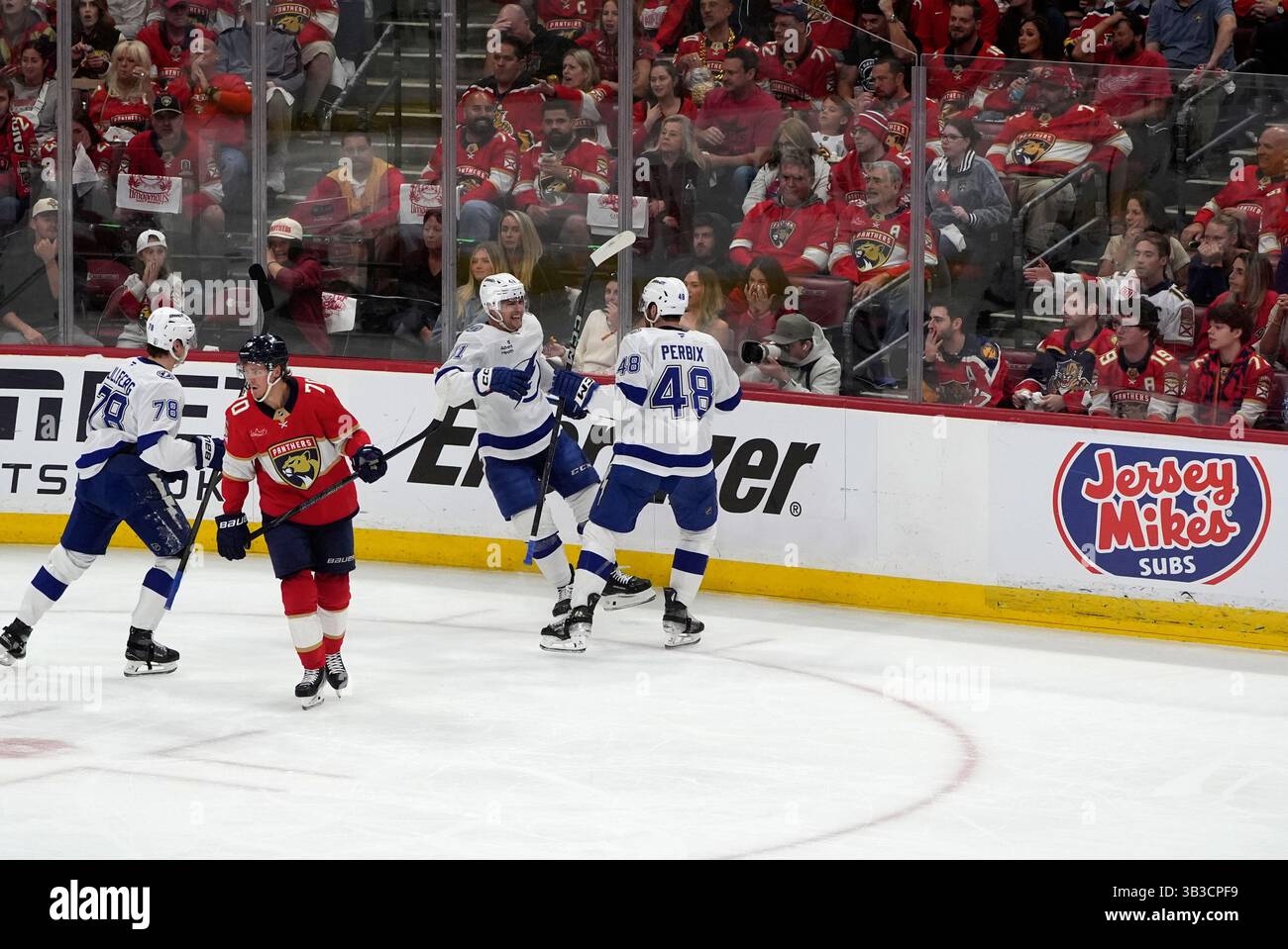 Tampa Bay Lightning right wing Mitchell Chaffee (41) celebrates his ...
