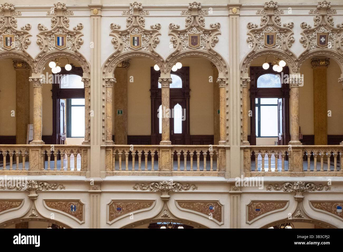 Grandiose interior of The Postal Palace (Palacio de Correos de México ...