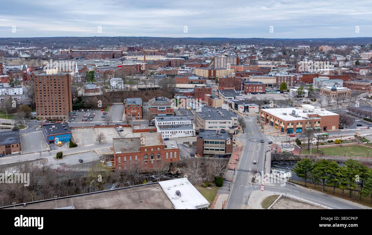 Pawtucket RI, USA - April 5, 2025: Aerial view of the Pawtucket City ...
