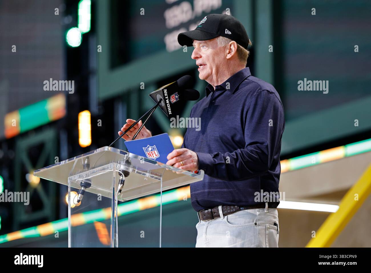 NFL Commissioner Roger Goodell announces a pick on Day 3 of the 2025 ...