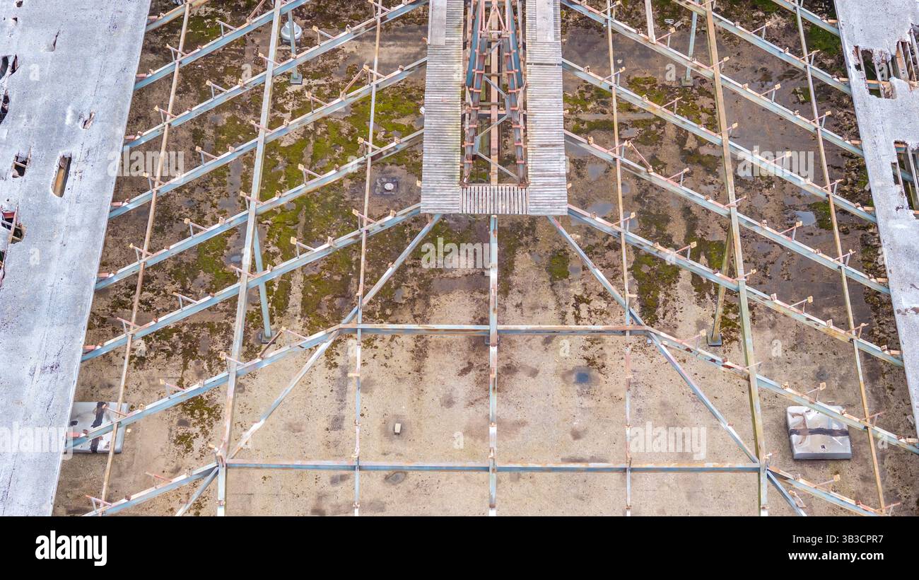 Pawtucket RI - 4/5/2025: Aerial view of visible structure steel left ...