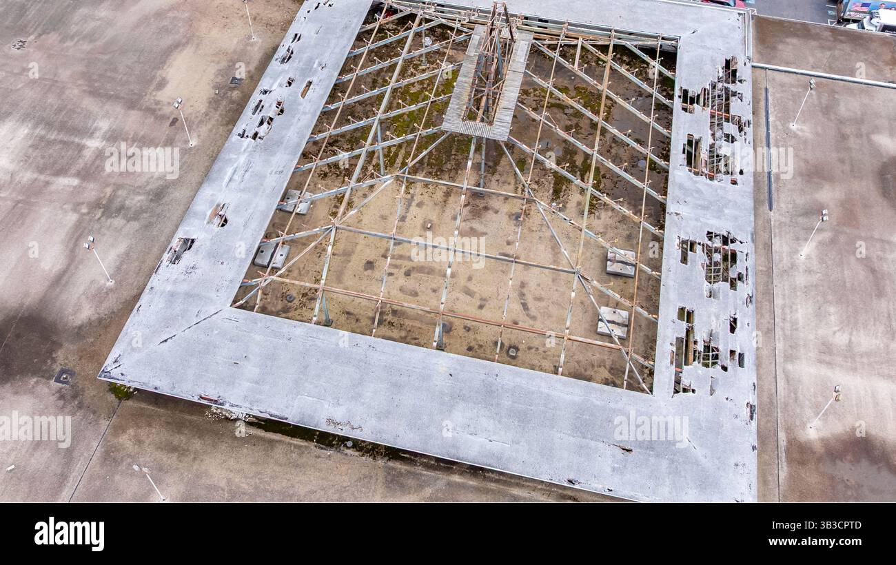 Pawtucket RI - 4/5/2025: Aerial view of visible structure steel left ...