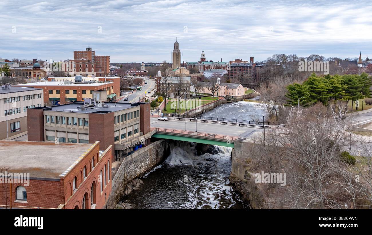Pawtucket RI, USA - April 5, 2025: Aerial view of the Pawtucket City ...