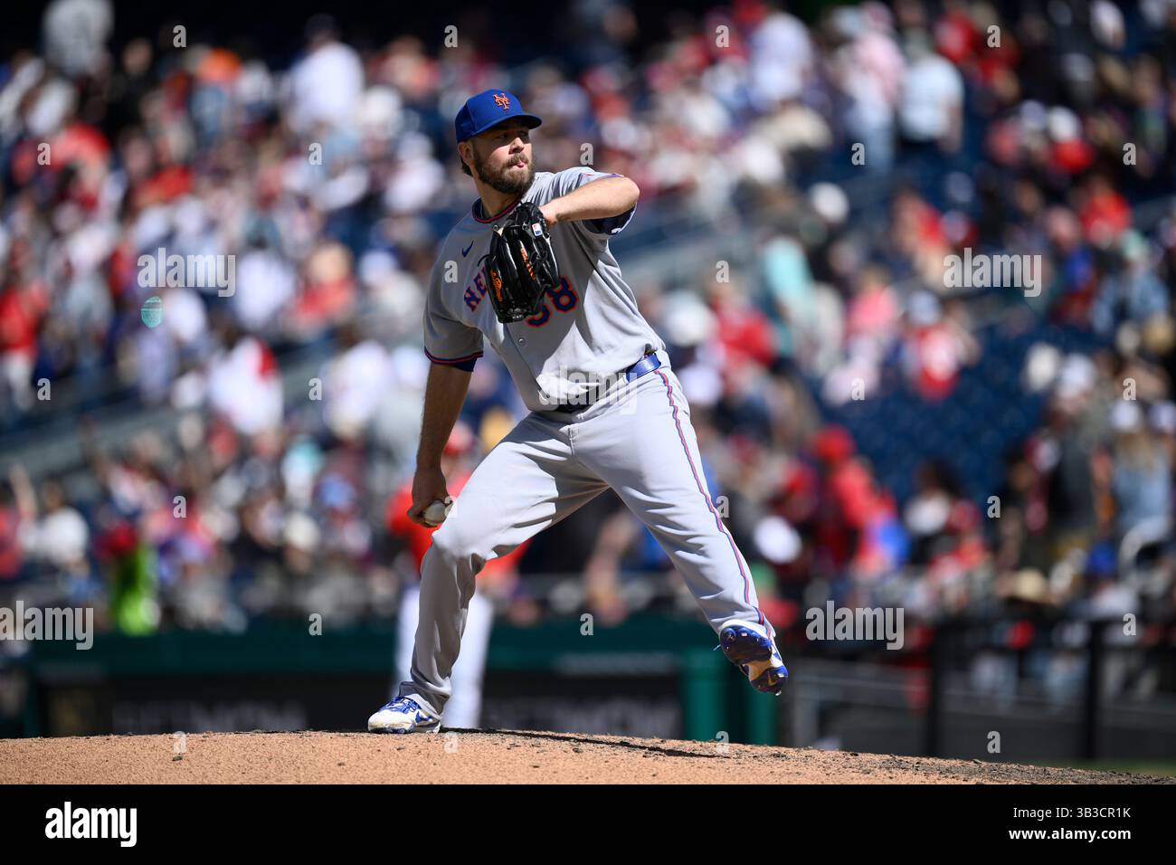 New York Mets starting pitcher Tylor Megill (38) in action during a ...