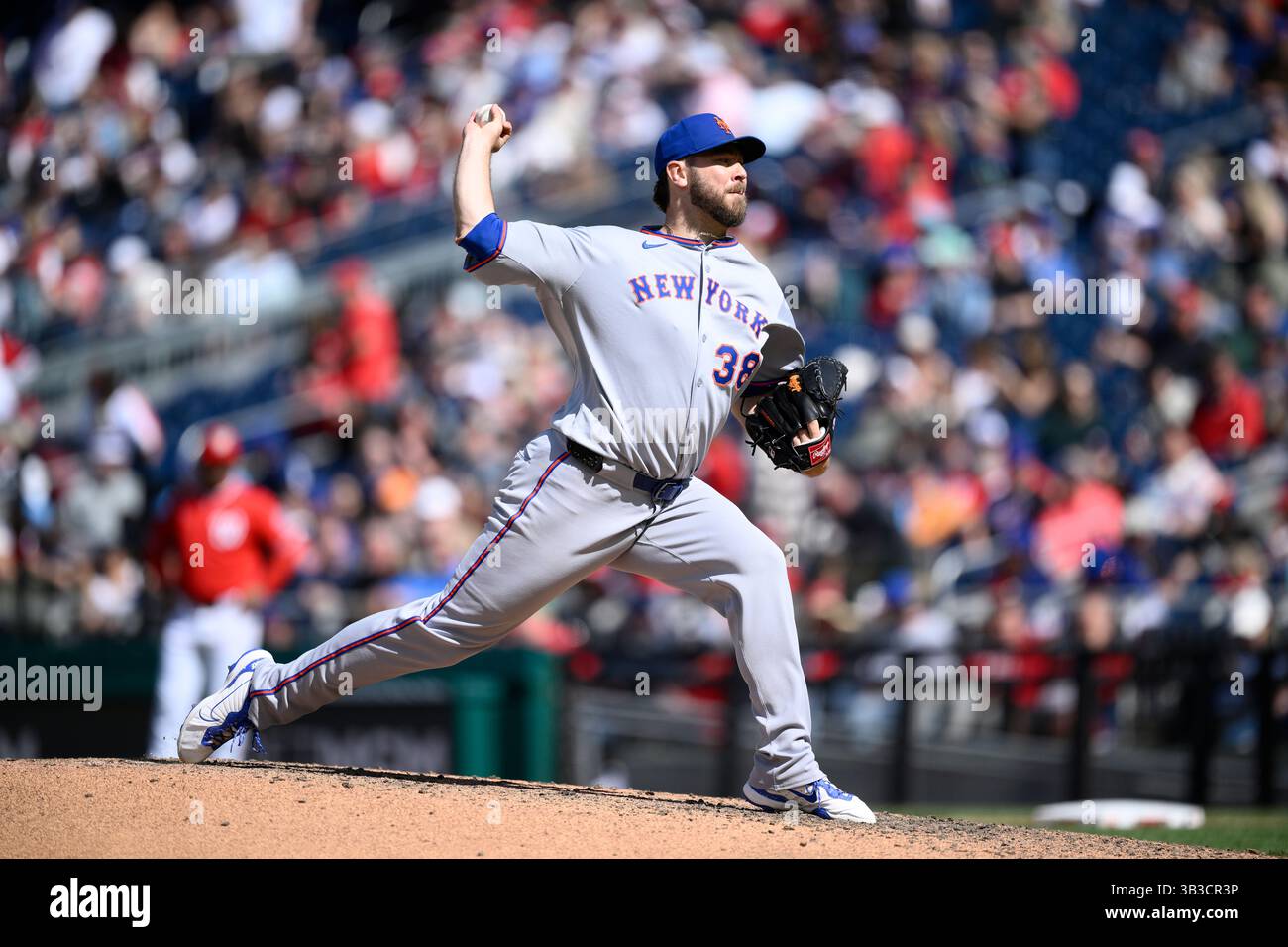 New York Mets starting pitcher Tylor Megill (38) in action during a ...