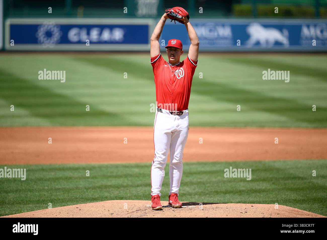 Washington Nationals starting pitcher Mitchell Parker (70) in action ...