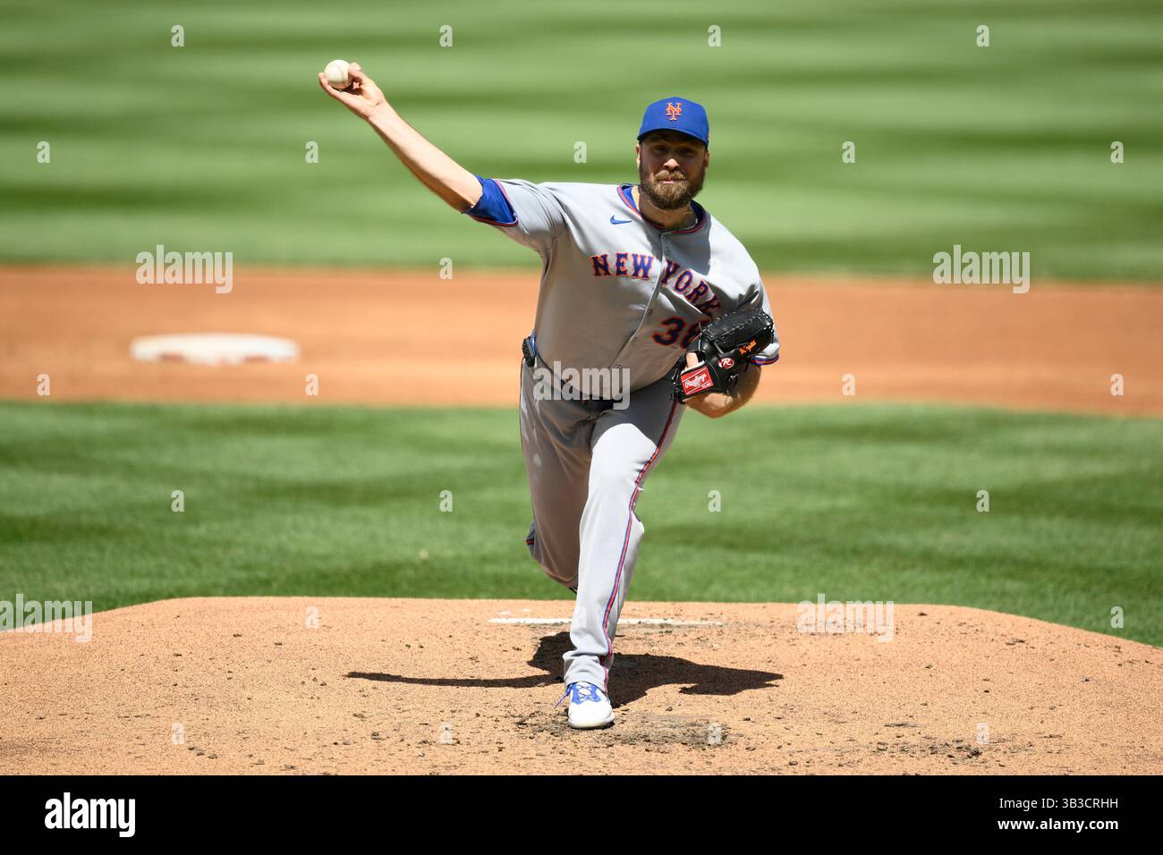 New York Mets starting pitcher Tylor Megill (38) in action during a ...
