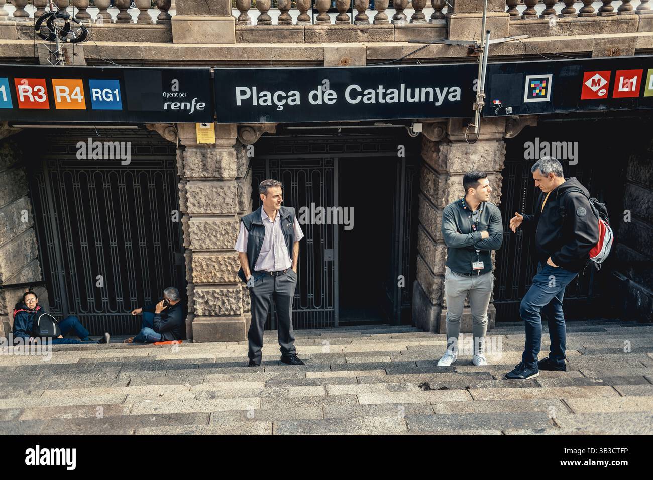 Barcelona, Spain. 28th Apr, 2025. Metro entrances are closed during a ...