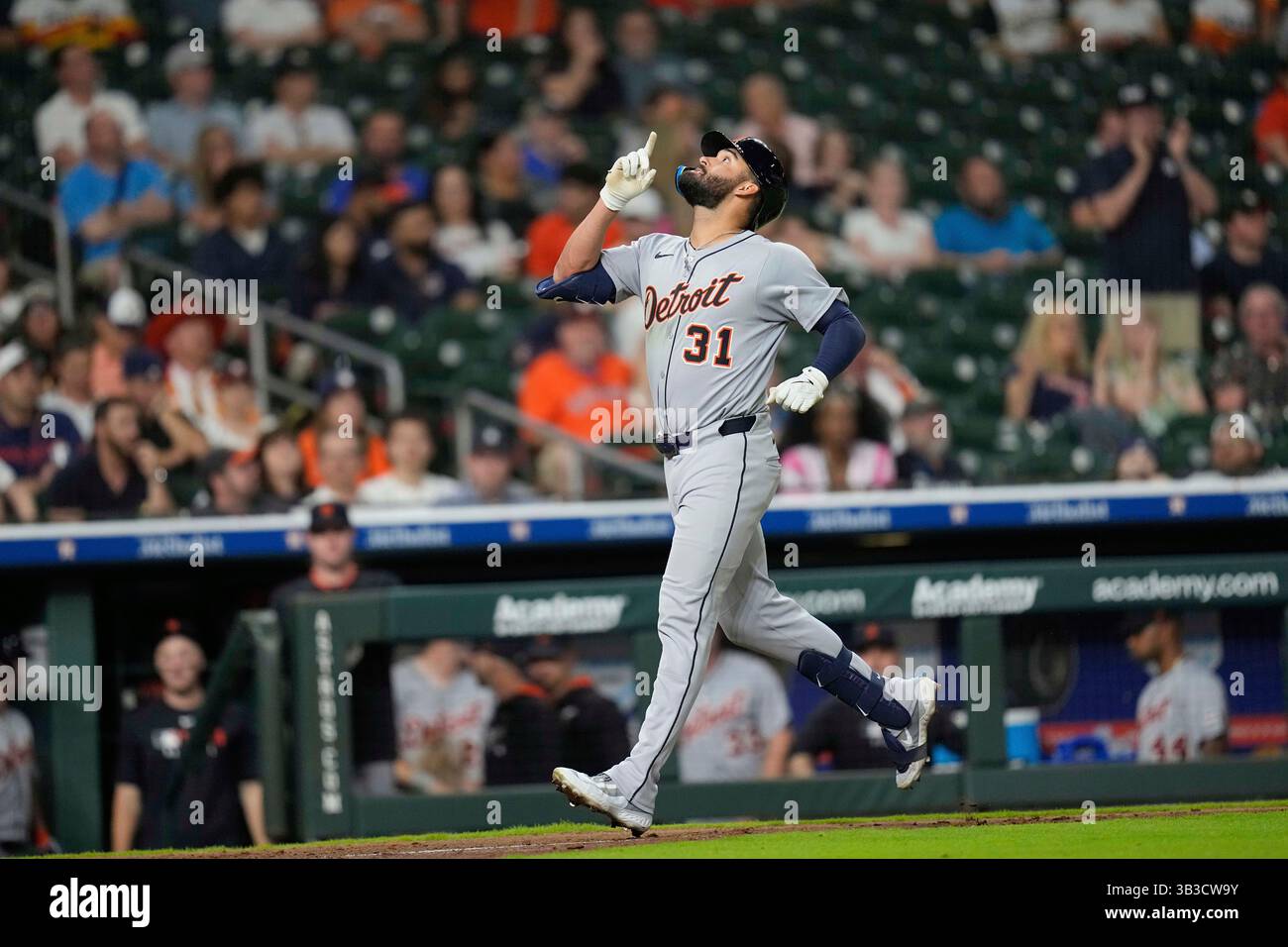 Detroit Tigers' Riley Greene celebrates after hitting a two-run home ...