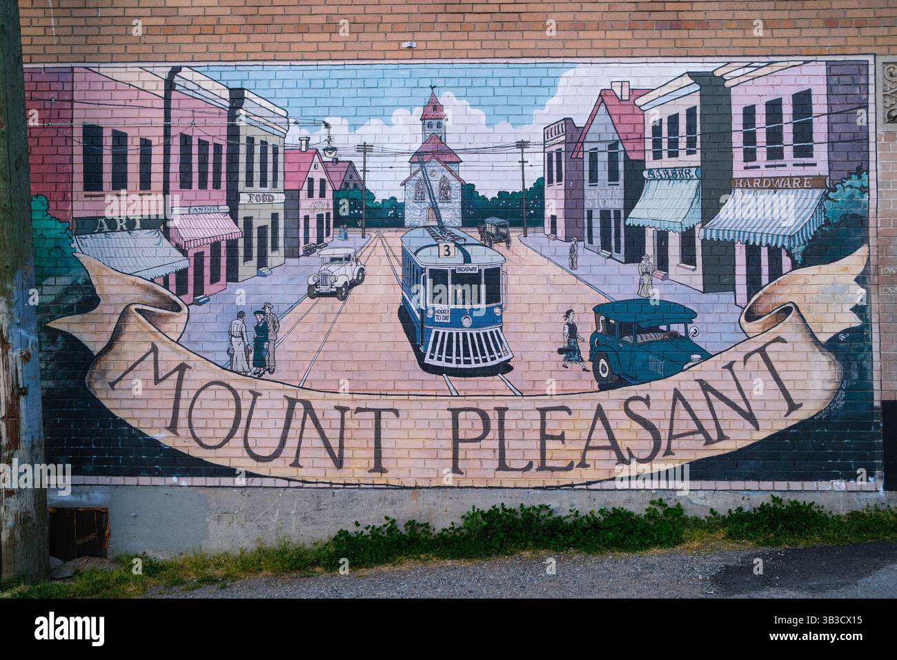 A historic mural on an old brick building in Mount Pleasant, Vancouver ...