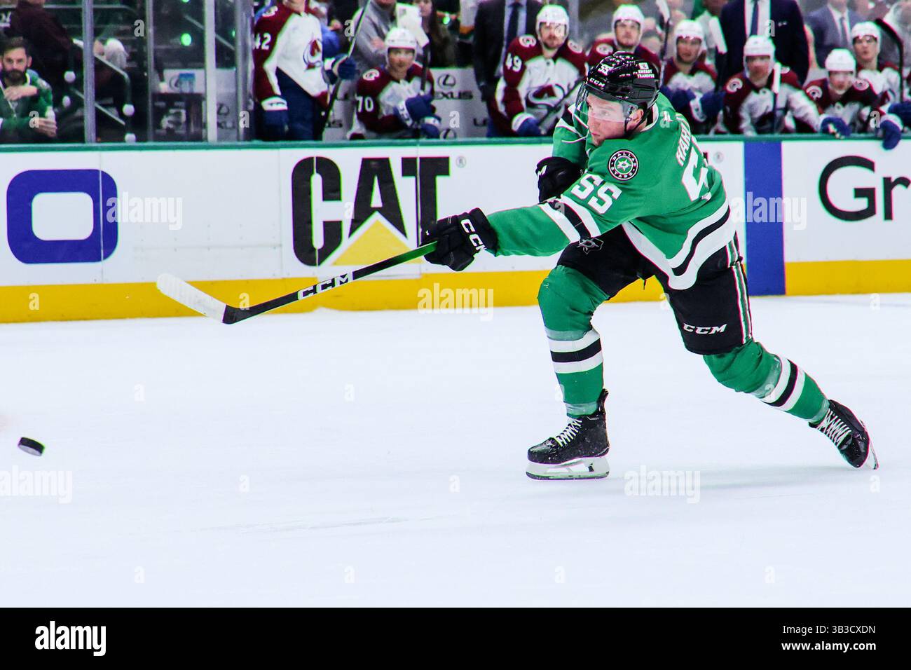 Dallas Stars defenseman Thomas Harley (55) scores during the first ...