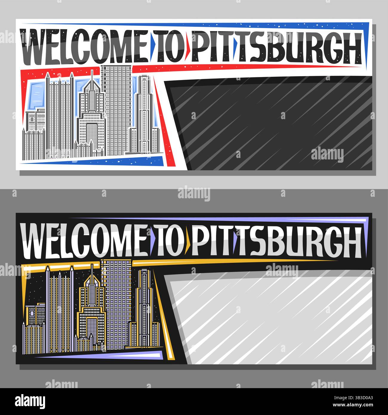 Vector layout for Pittsburgh with copy space, decorative template with ...