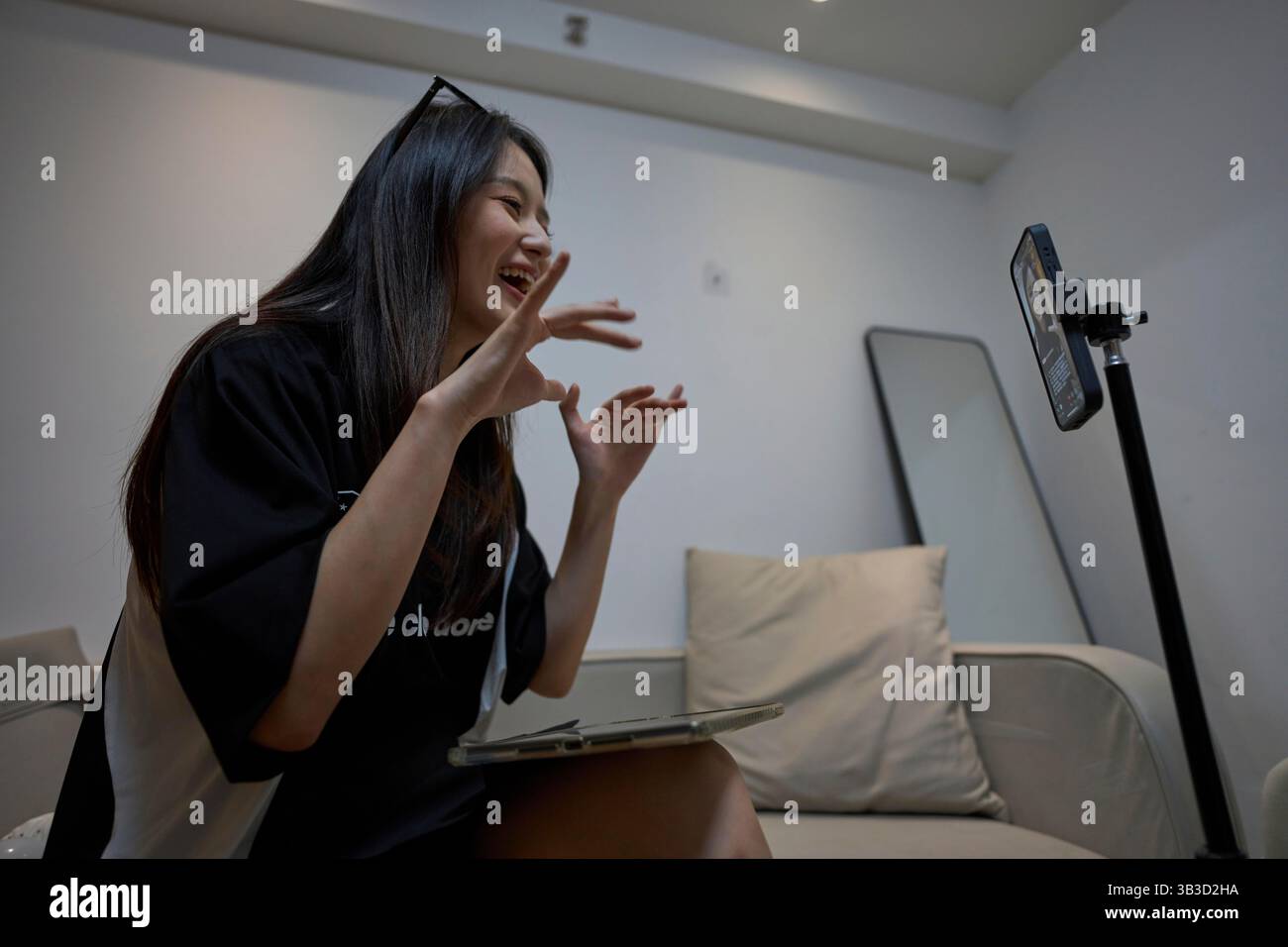 Tian Xin, a cyber matchmaker, hosts a livestream using the Chinese ...