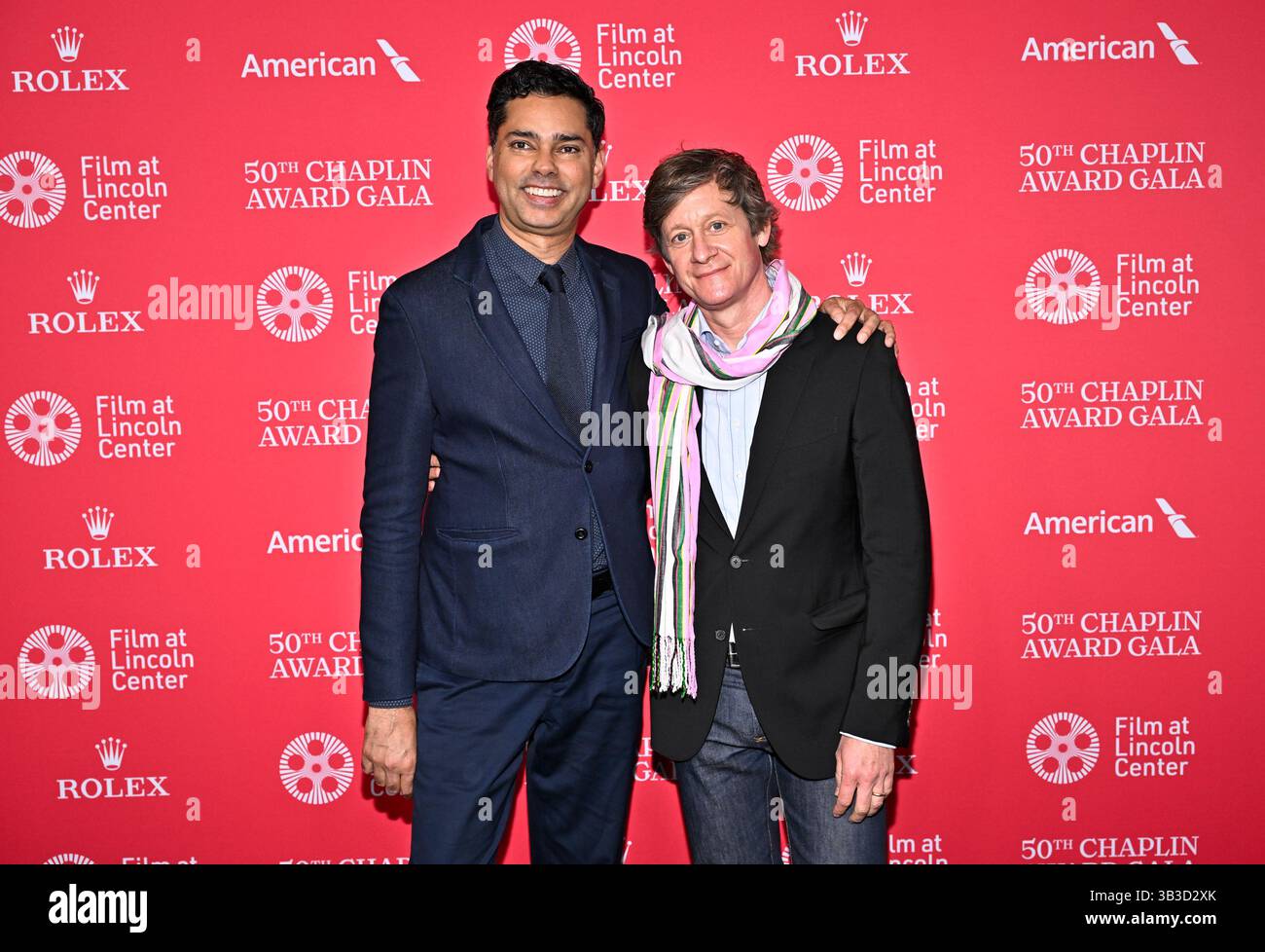 Rajendra Roy, left, and Marc Ohrem-Leclef attend the 50th Chaplin ...