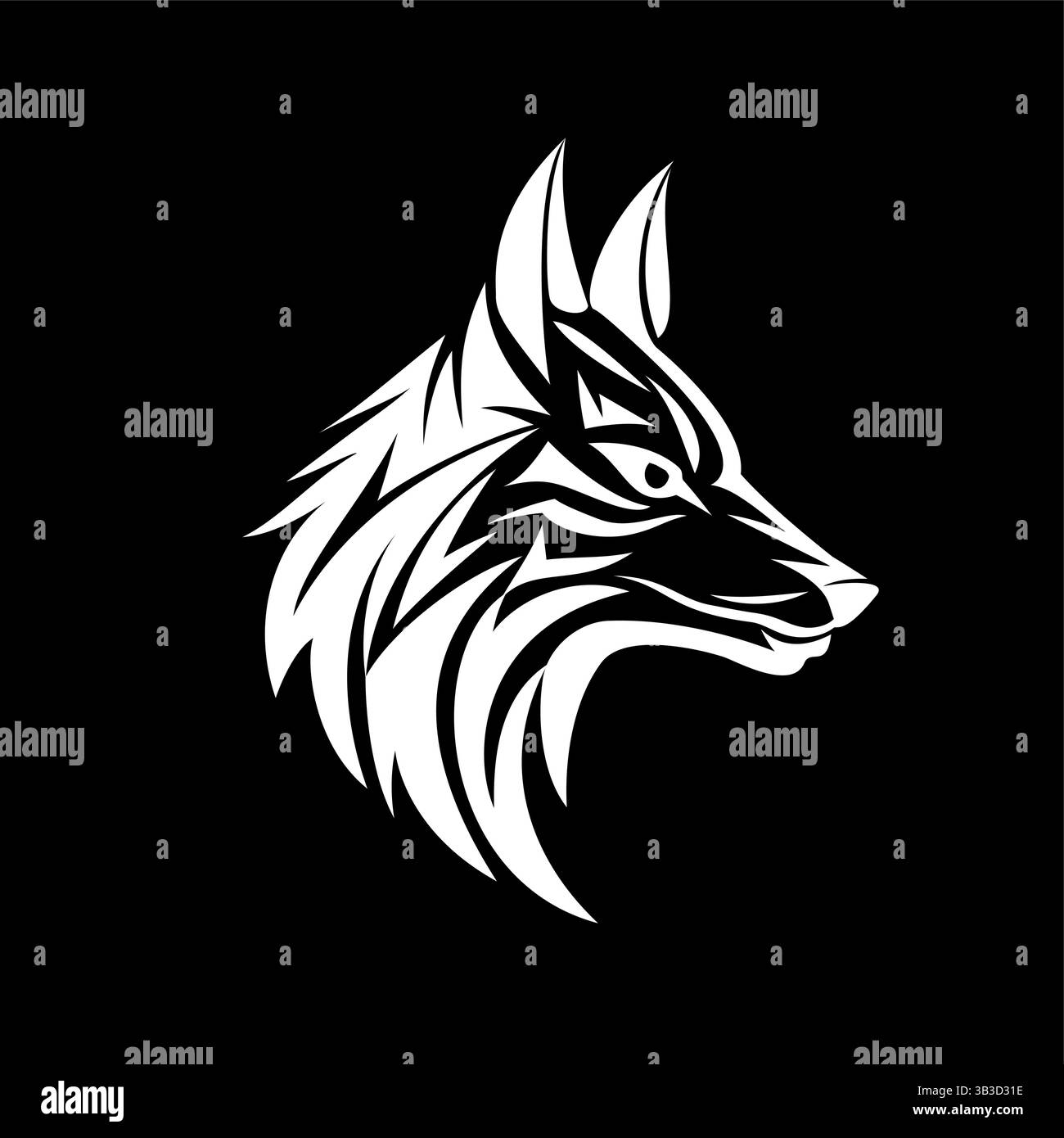 Illustration of a wolf head symbol, perfect for badge labels, logos, t ...