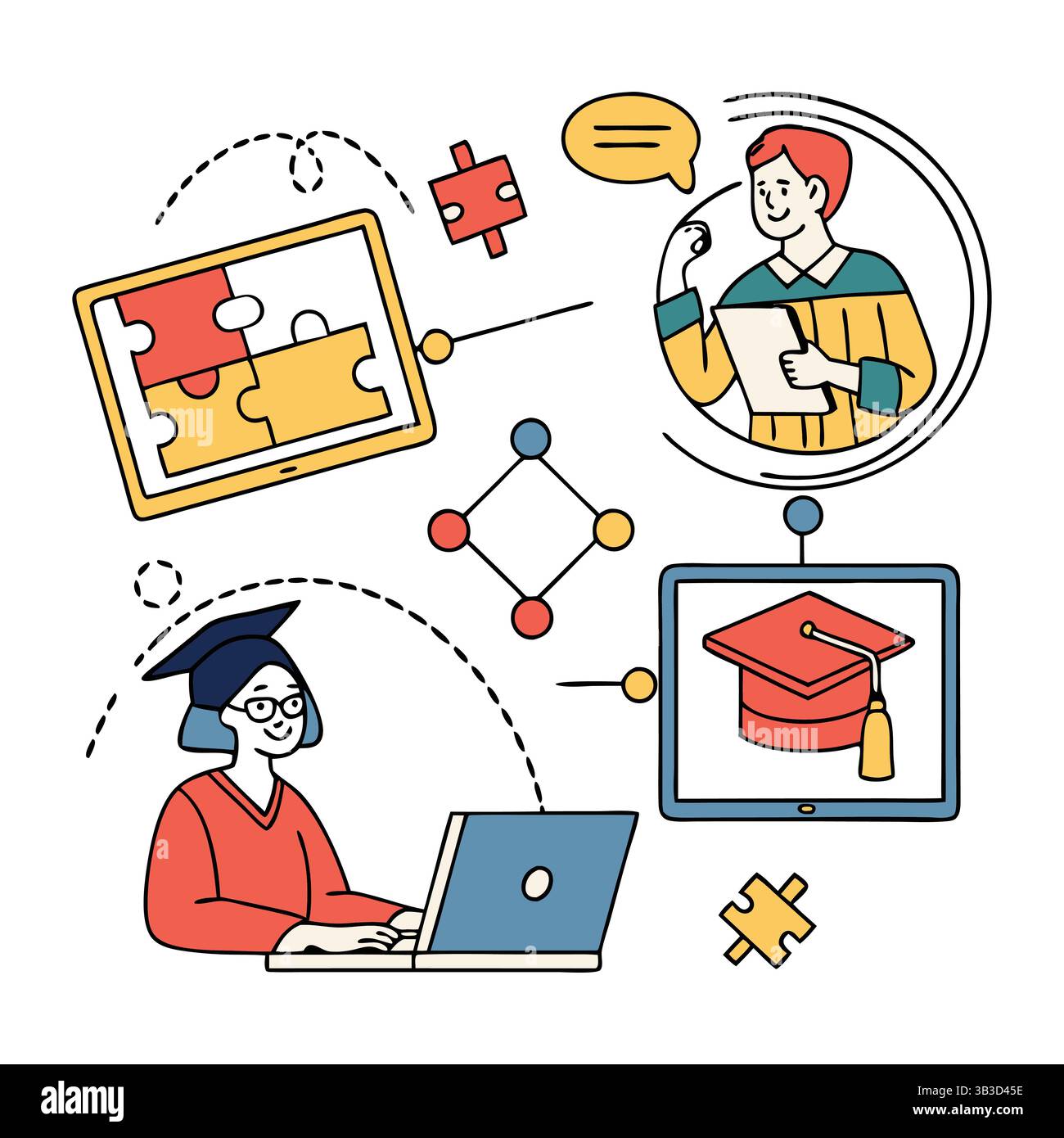 E-Learning Vectors and Online Education Icons – Digital School Graphics ...