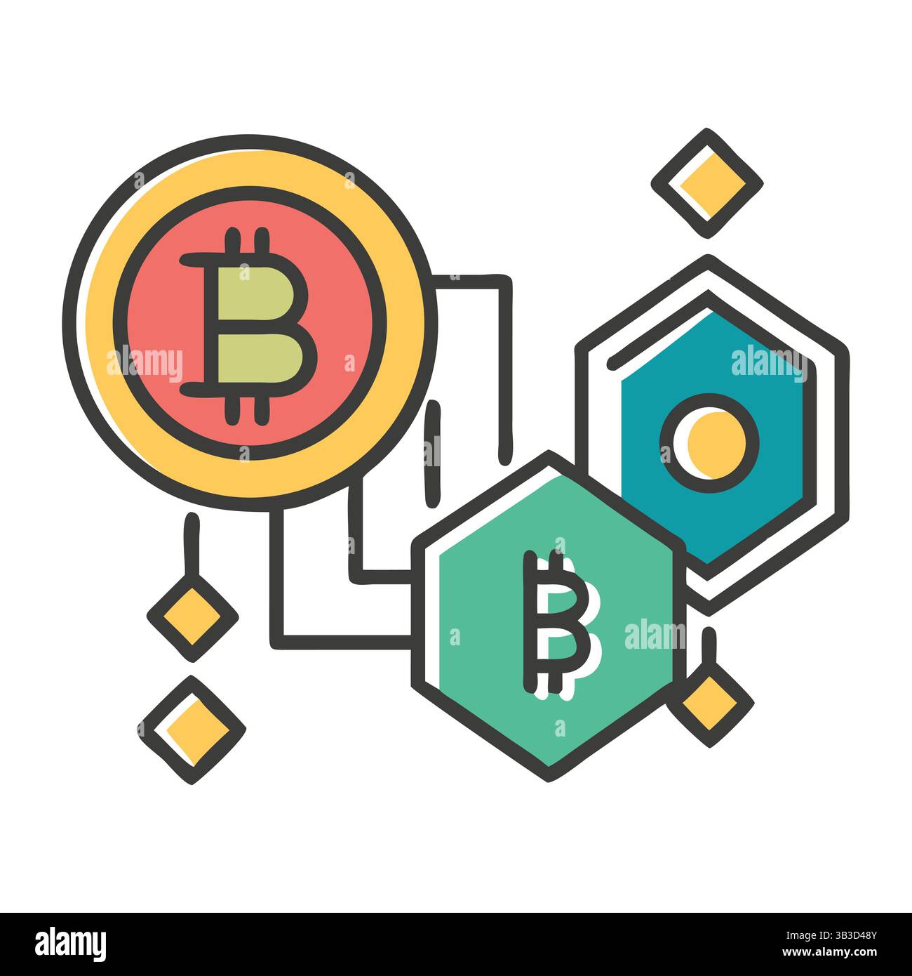 Bitcoin Network Coin Icon - Flat Circle Symbol Illustration Stock ...