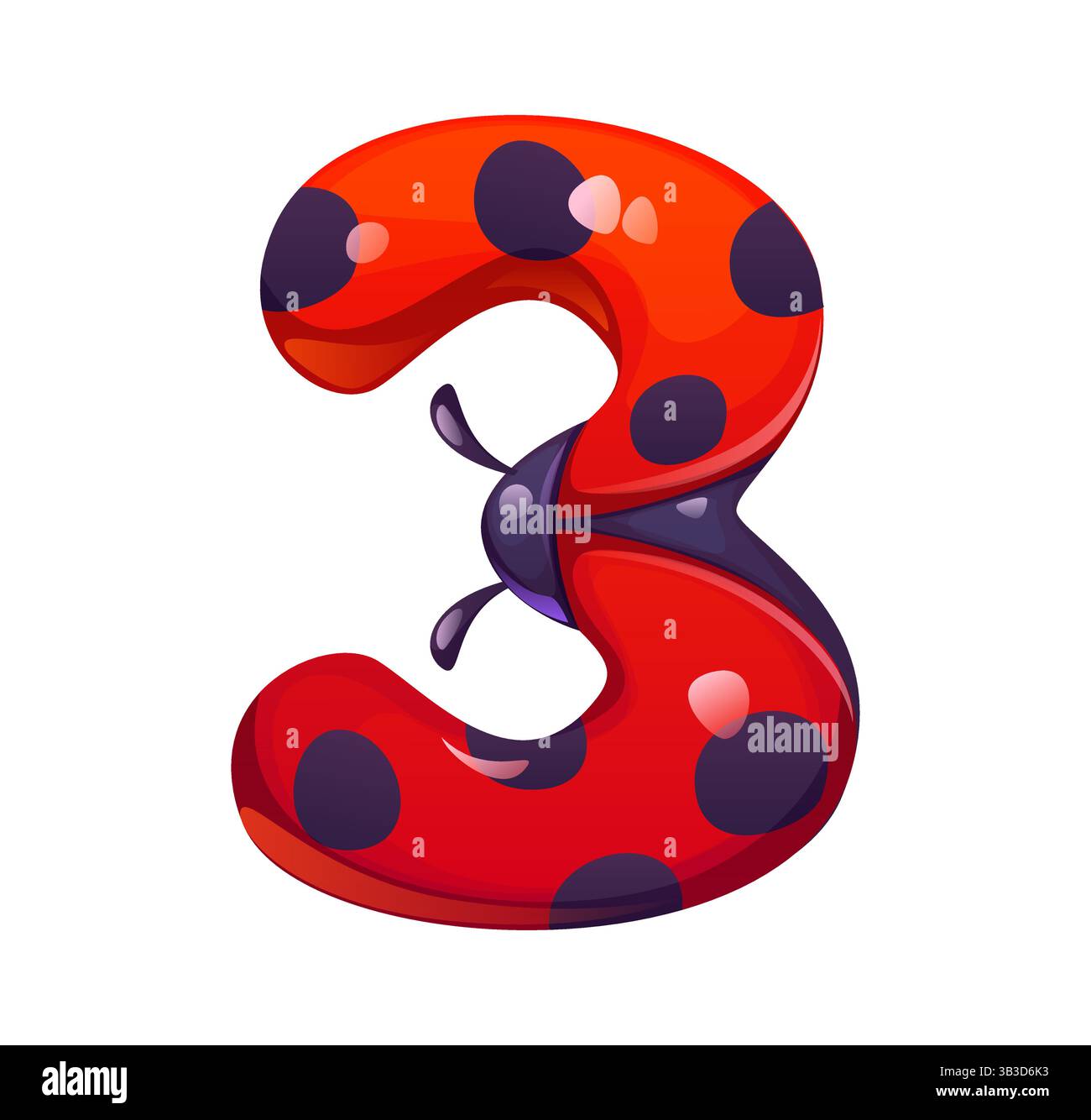 Ladybug insect font cartoon insect digit 3 three. Red insect font ...