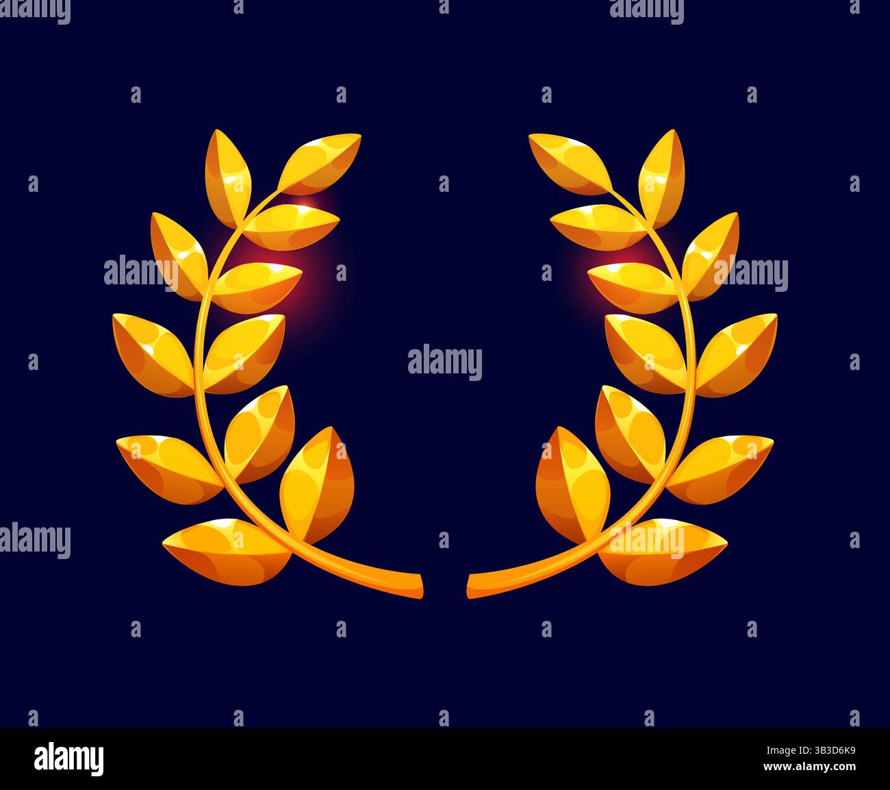 Cartoon laurel wreath badge or frame with golden branches and leaves ...