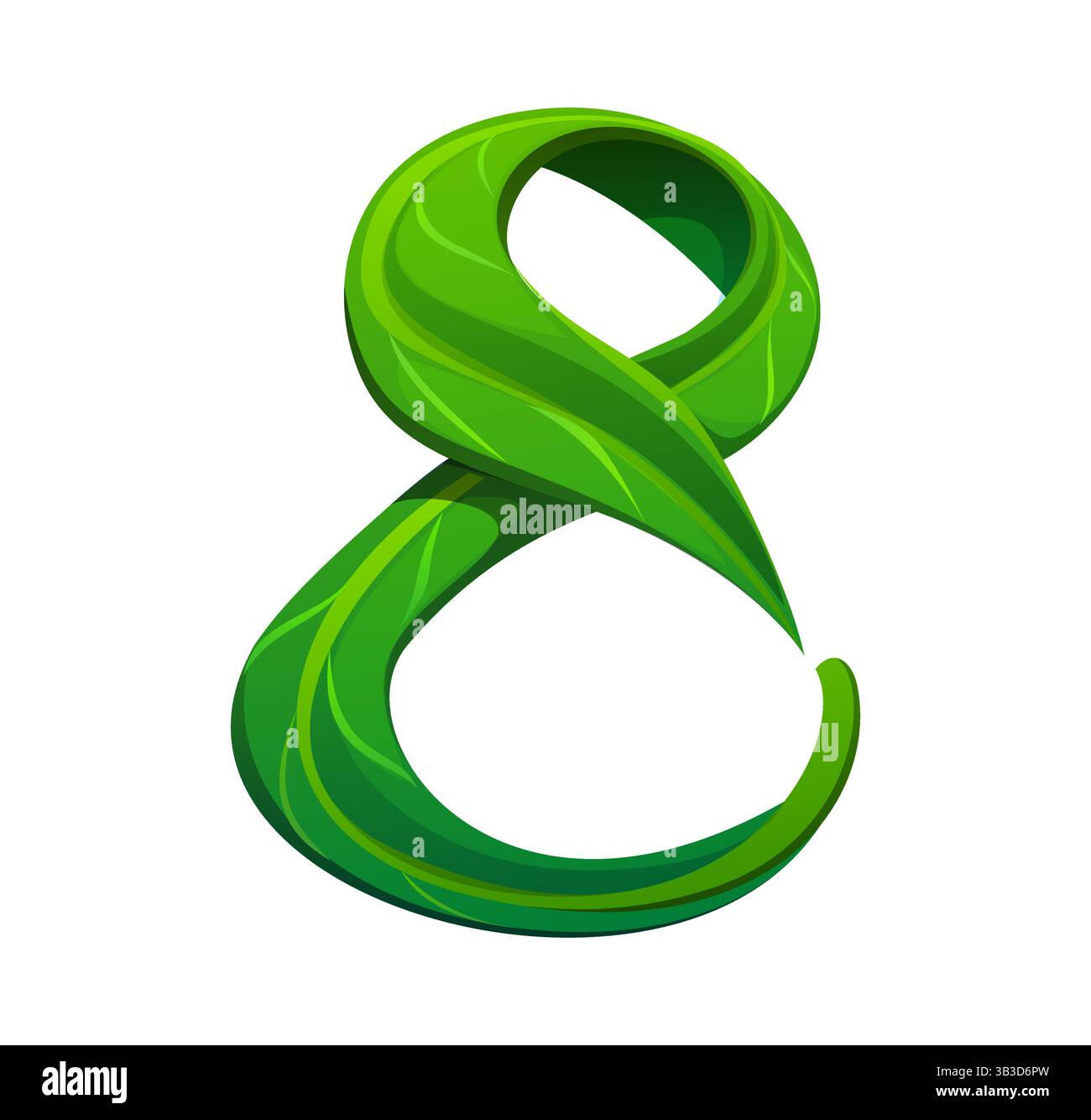 Fresh green leaf font digit 8 eight. Green leaf math type numeral ...