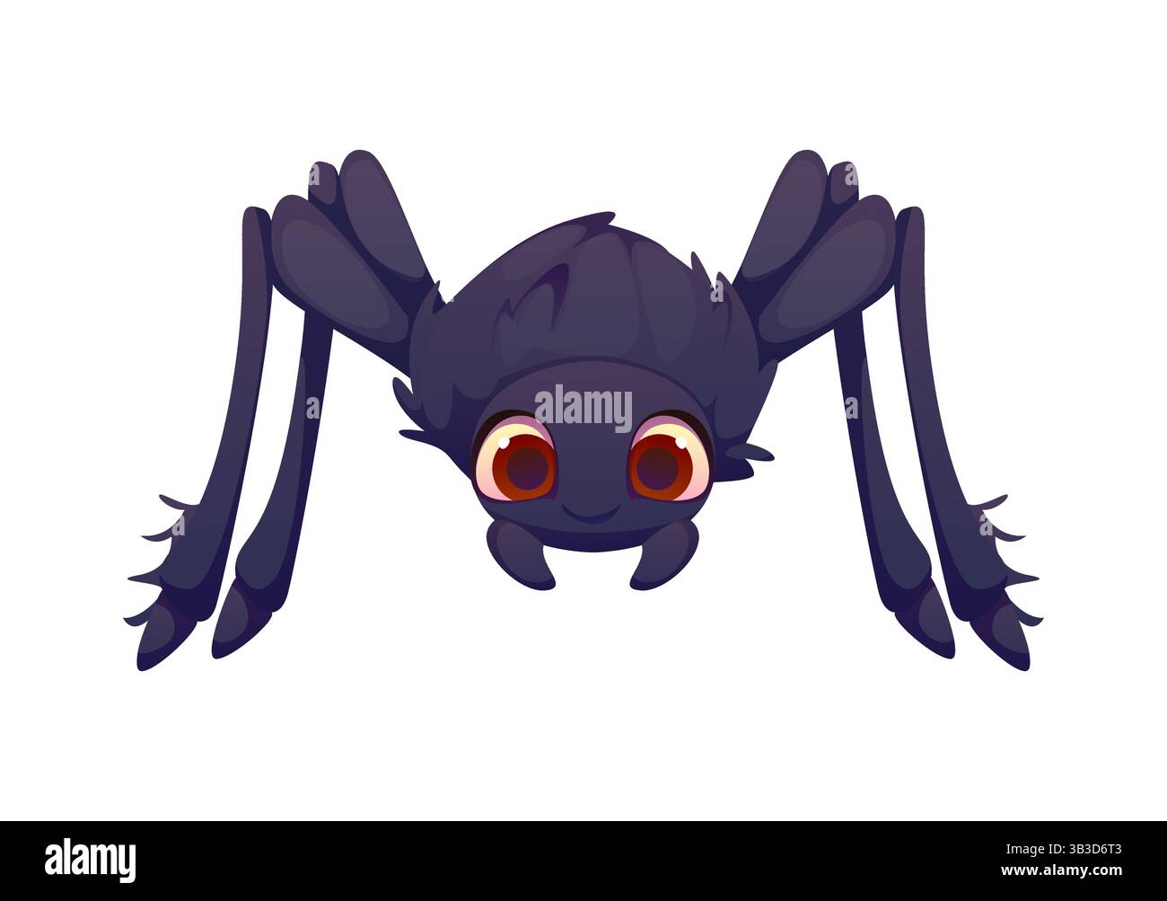 Letter M as cute cartoon black spider character, kids animal alphabet ...