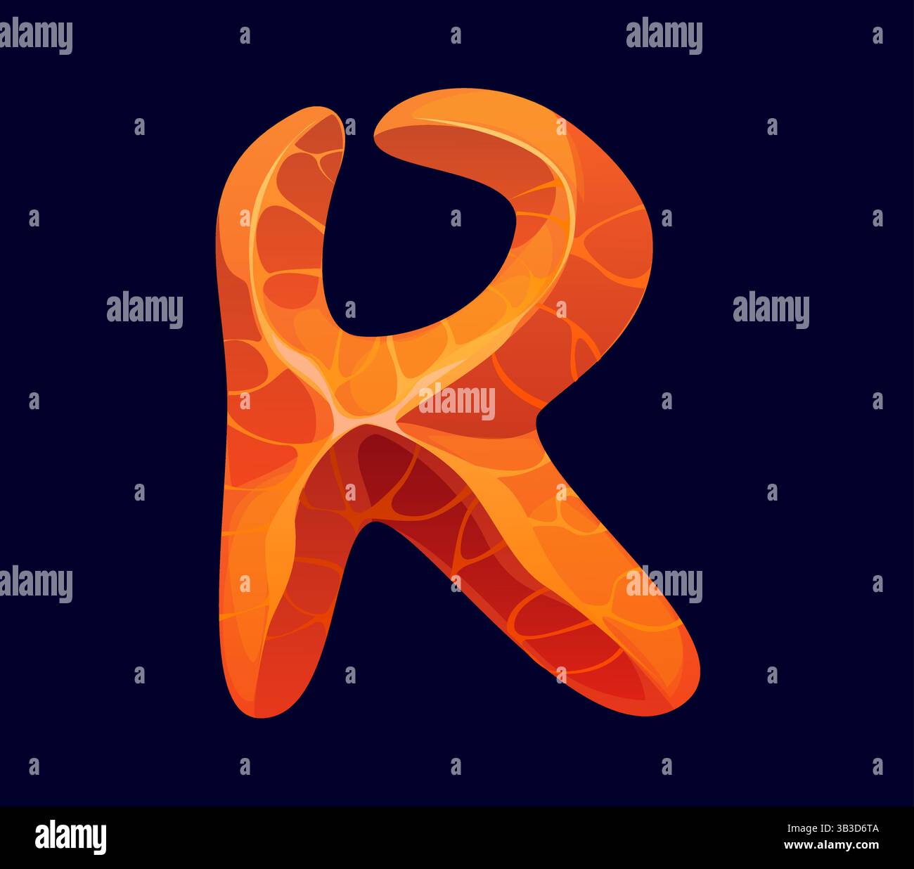 Coral reef starfish cartoon font letter R. Tropical beach star fish ...