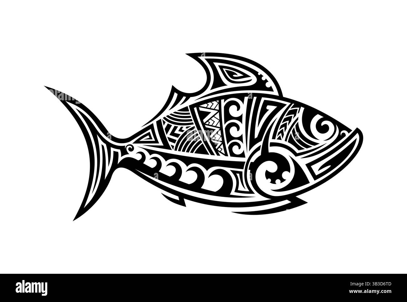 Polynesia Maori tribe rockfish animal tattoo. New Zealand ethnic animal ...