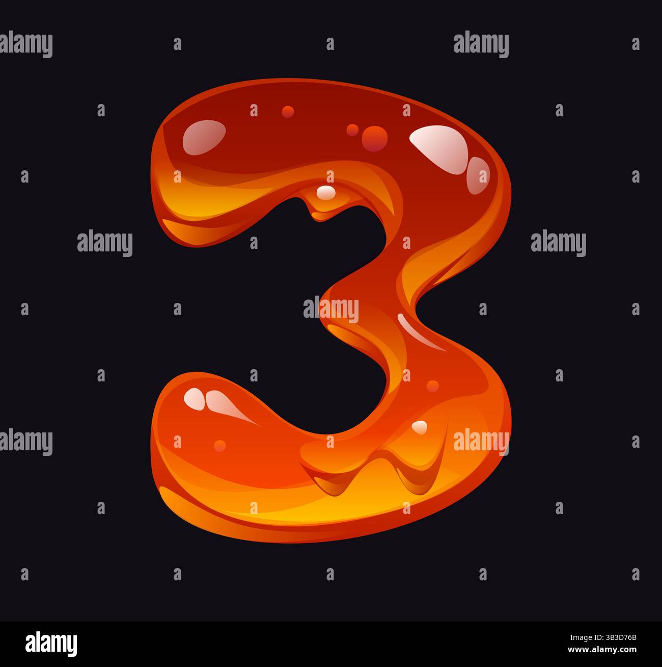 Sweet honey font, amber alphabet digit 3 three. Sweet honey typeface ...