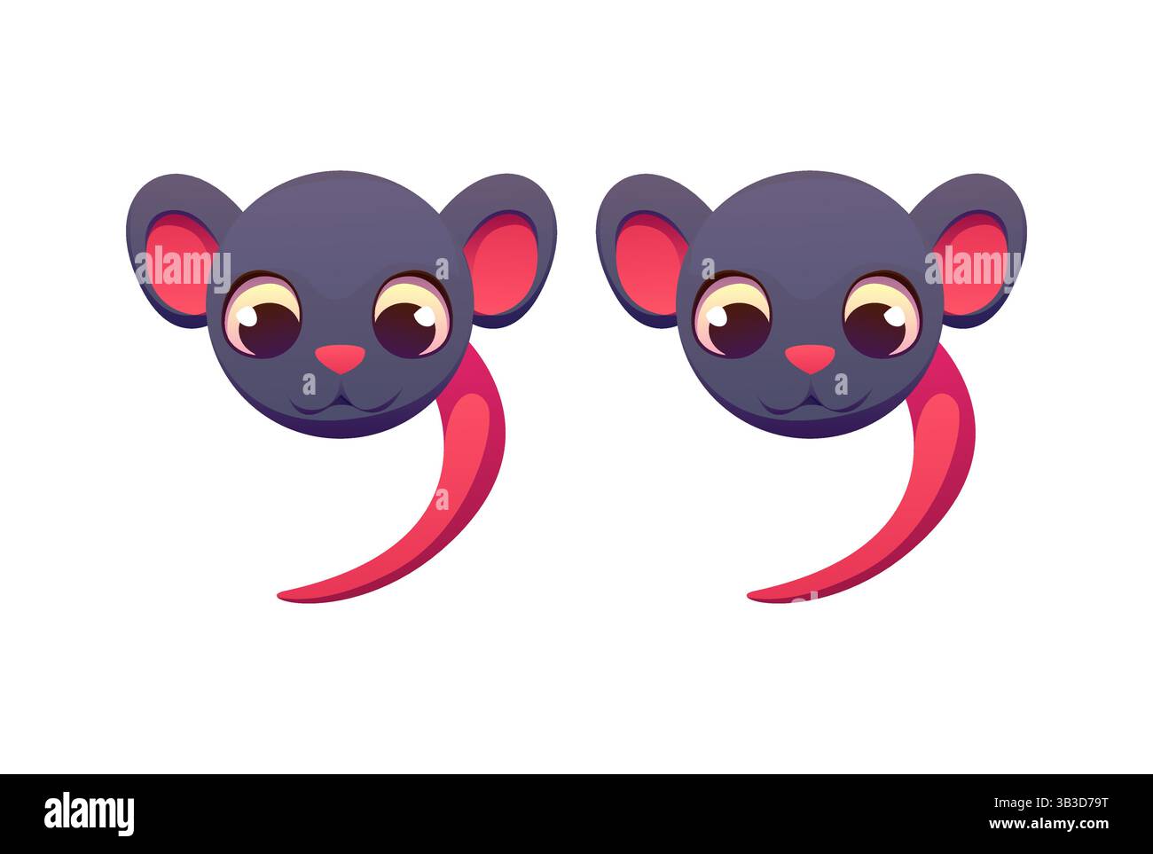 Cartoon quotation symbol as funny mice faces kids animal alphabet ...