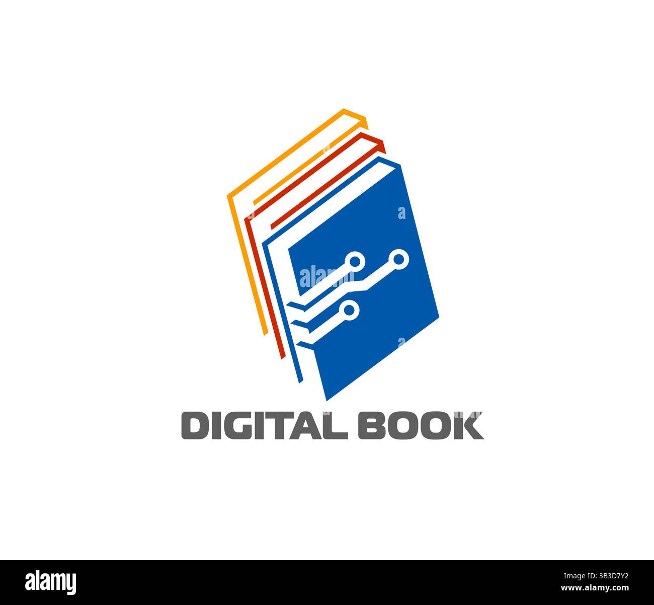 Digital book icon. Vector emblem featuring a book with circuit board ...