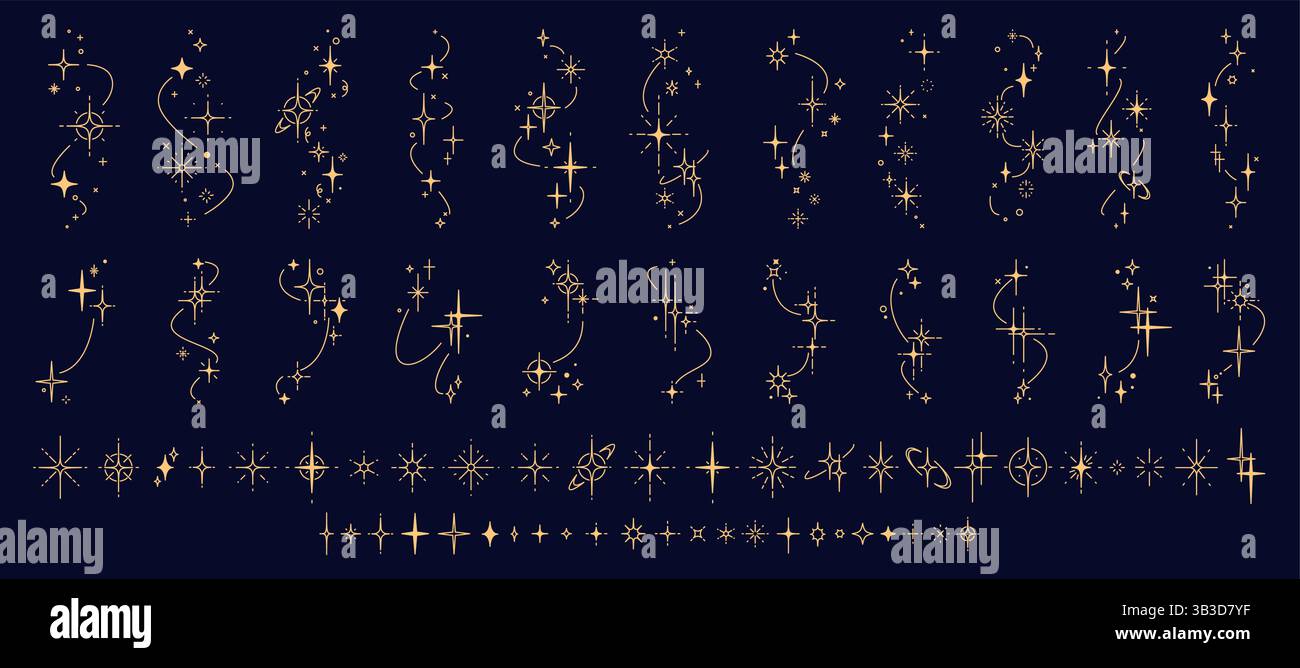 Star constellation sparkle and twinkles, starburst and flash stars ...
