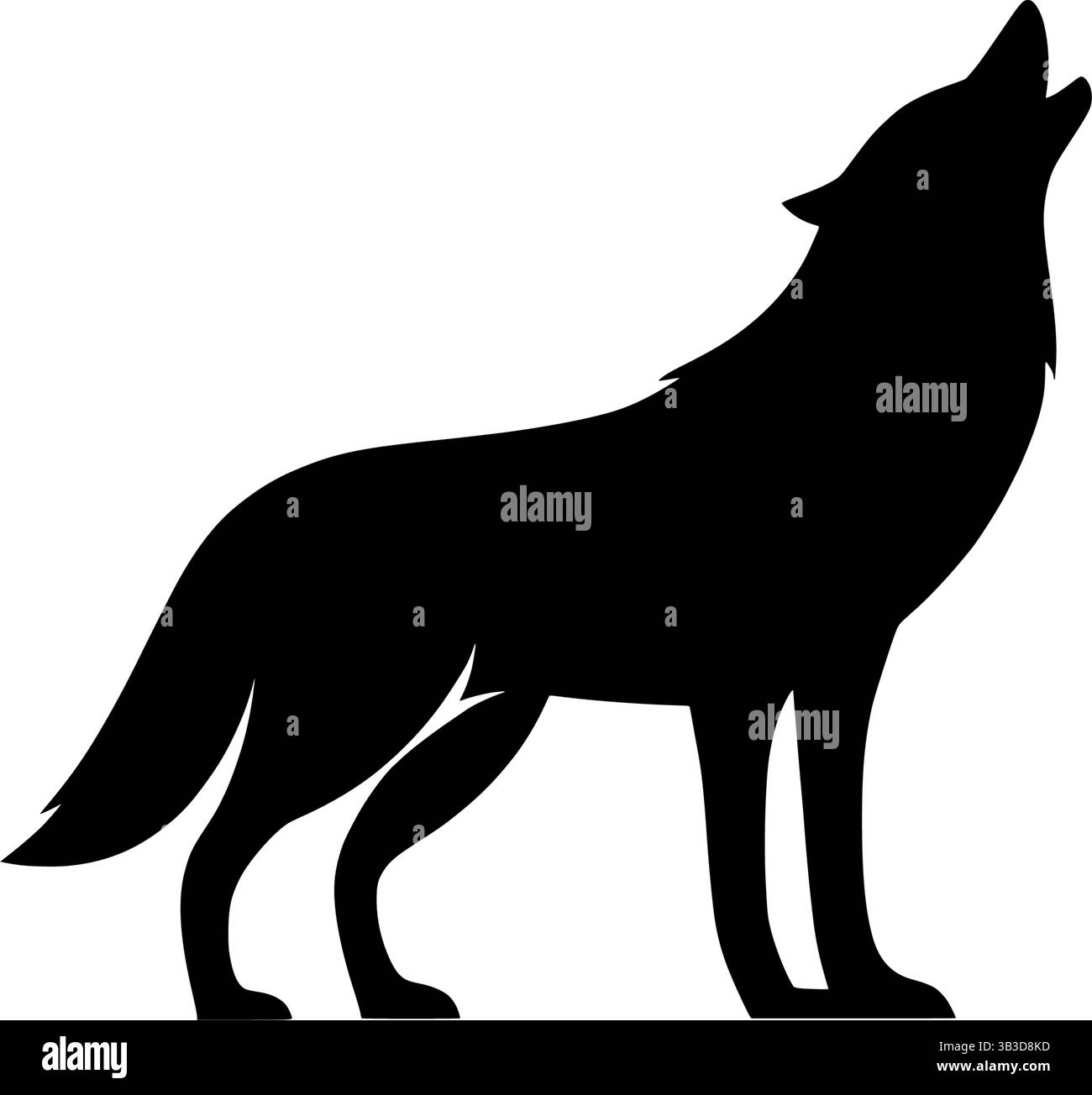 Wolf howling silhouette vector illustration isolated on white ...