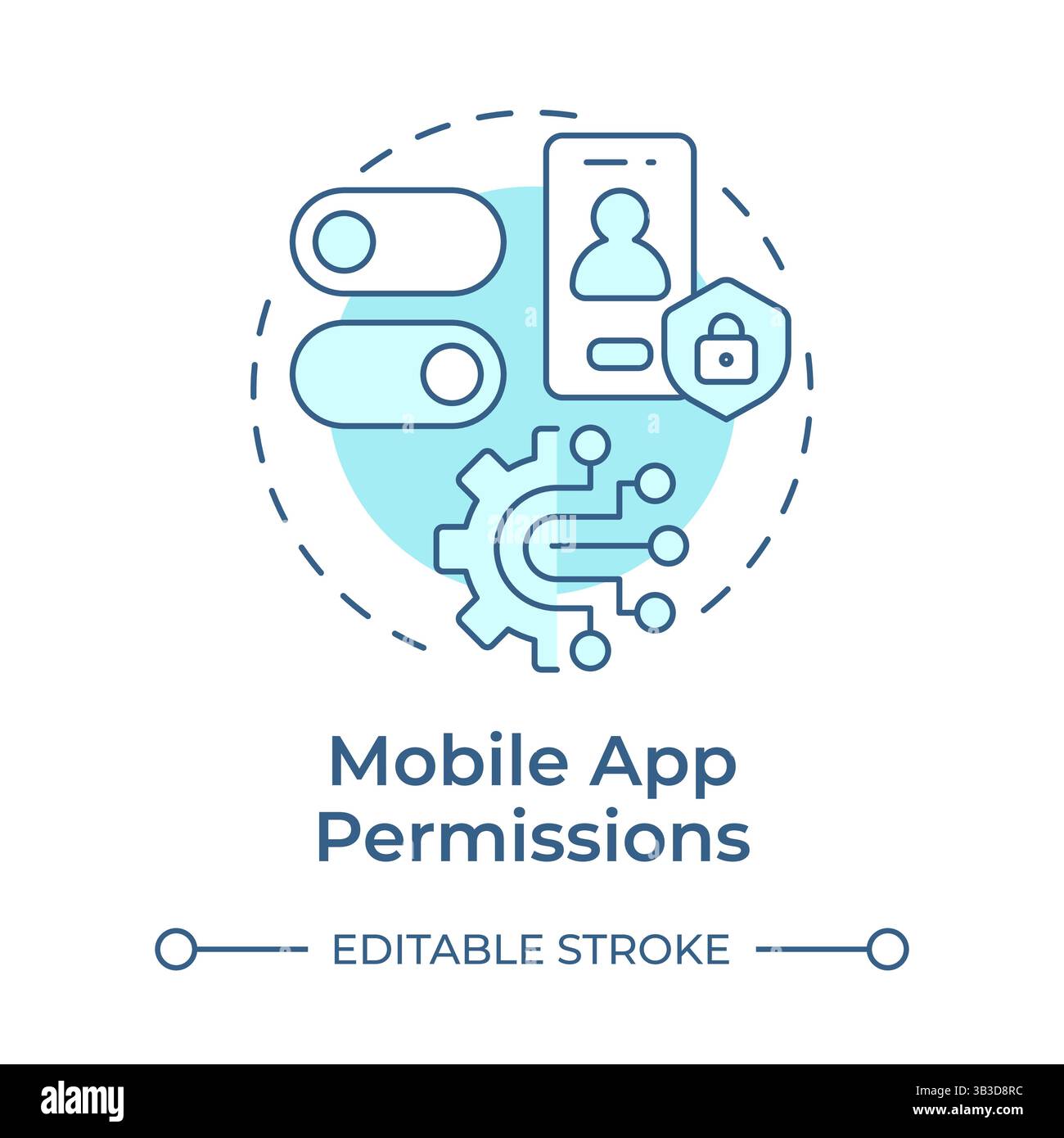 Mobile App Permissions Soft Blue Concept Icon Stock Vector Image And Art