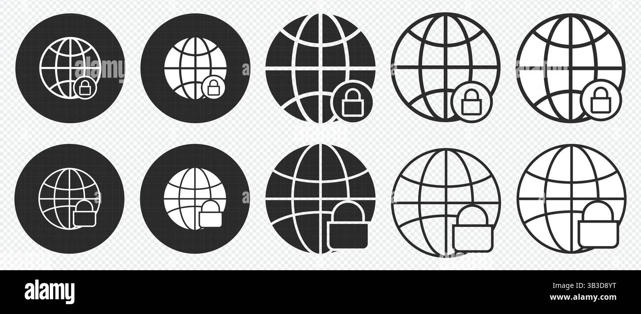 solid globe icon with padlock Stock Vector Image & Art - Alamy