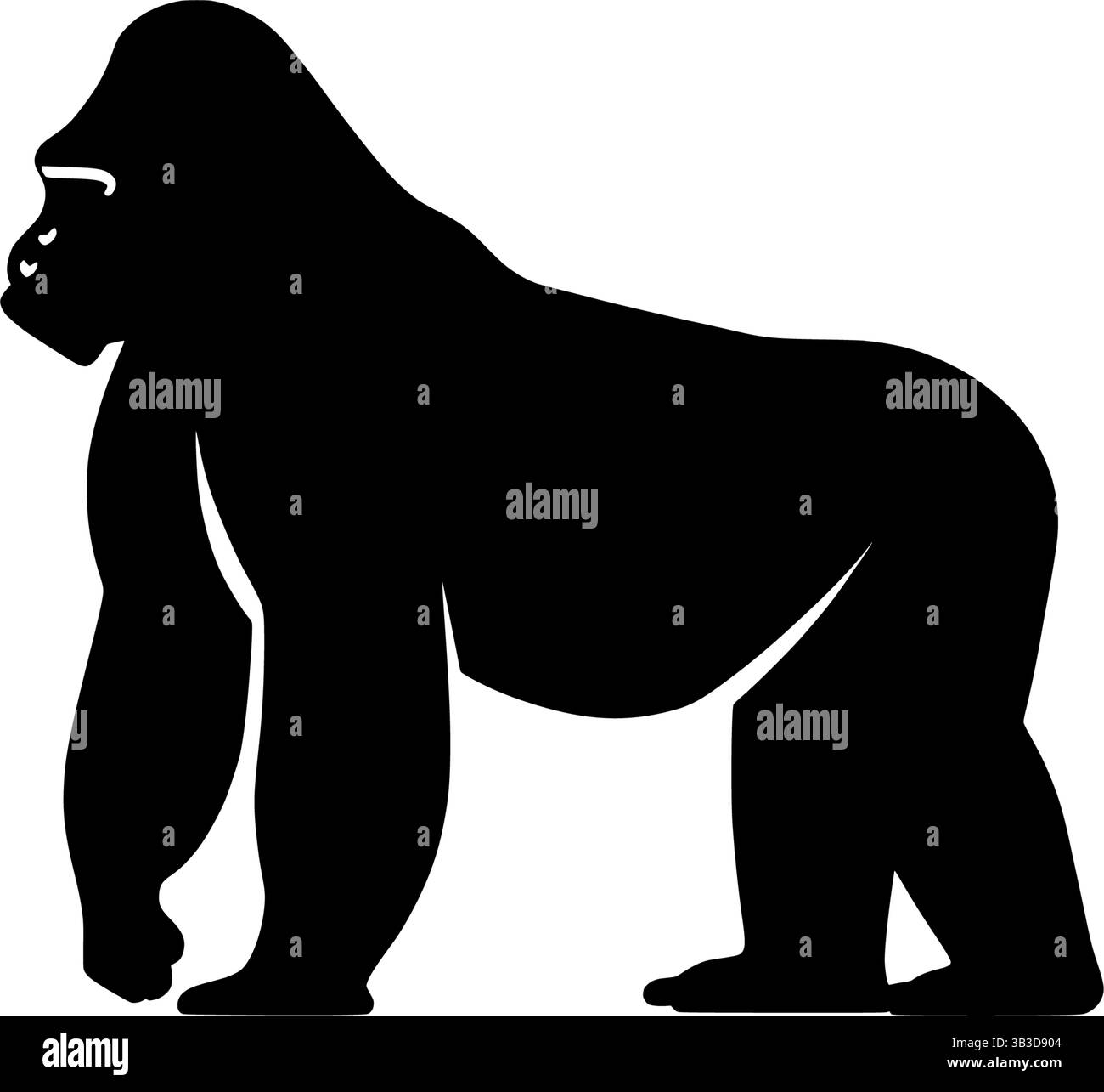Gorilla silhouette vector illustration of primate animal ape black and white image art Stock ...