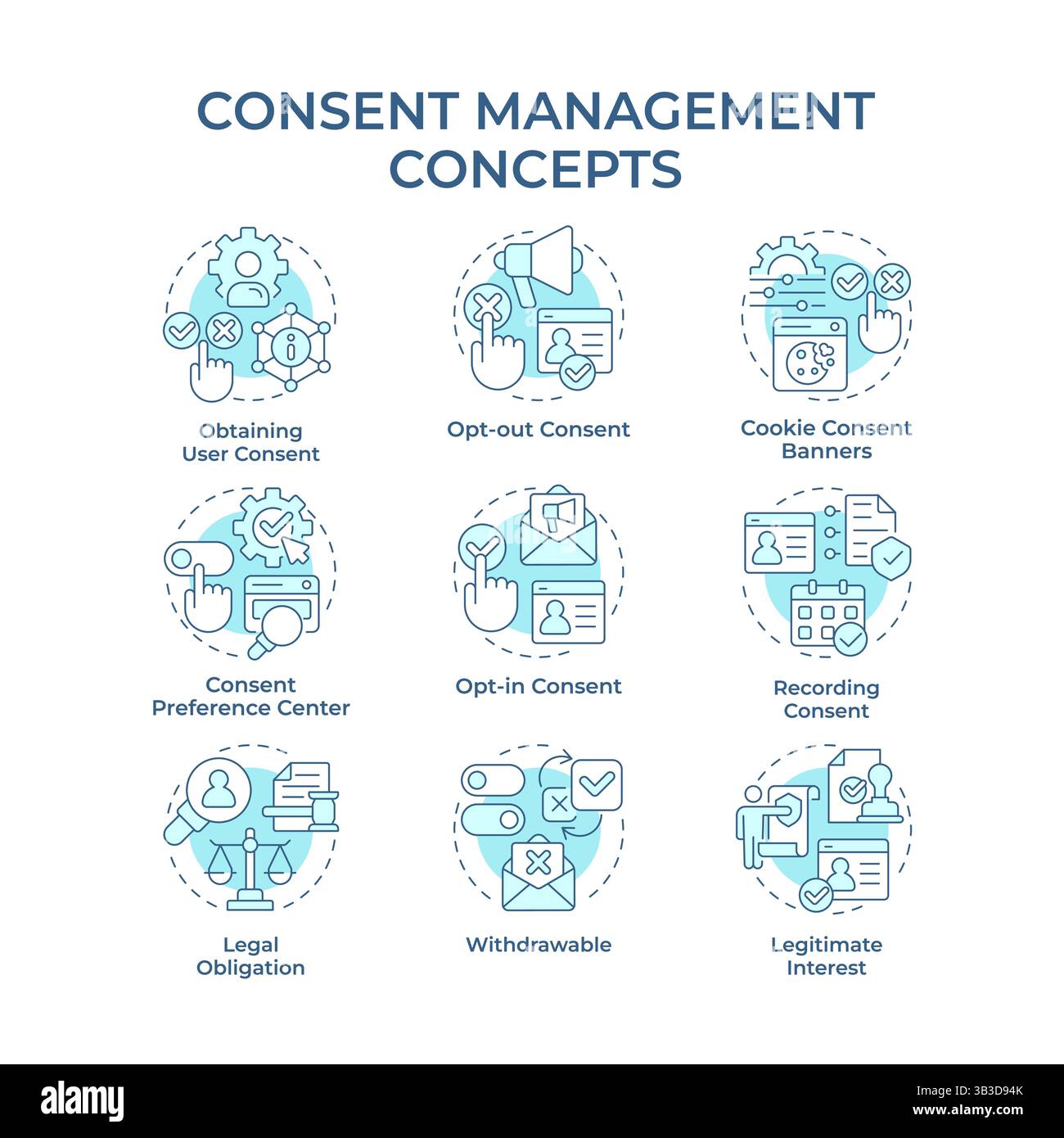 Consent management soft blue concept icons Stock Vector Image & Art - Alamy