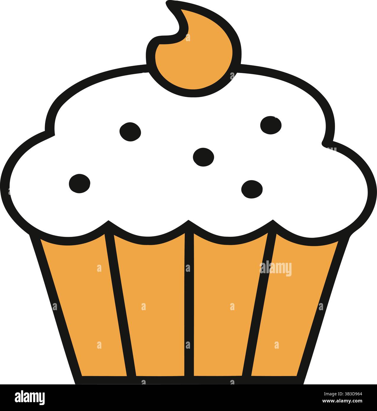 Cartoon-Style Cupcake with Frosting and Decorative Swirl Stock Vector ...