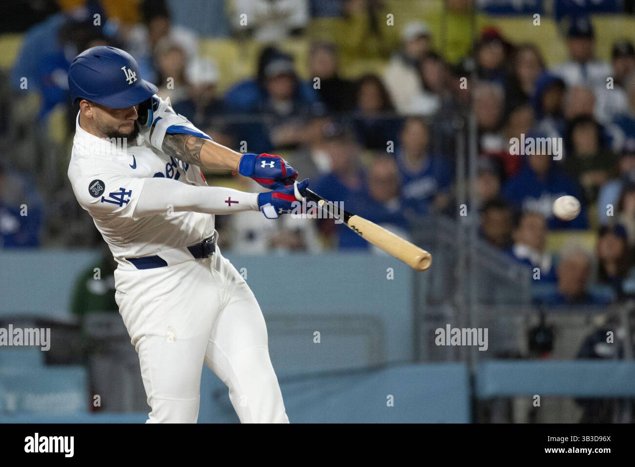 Los Angeles Dodgers' Andy Pages bats during a baseball game against the ...