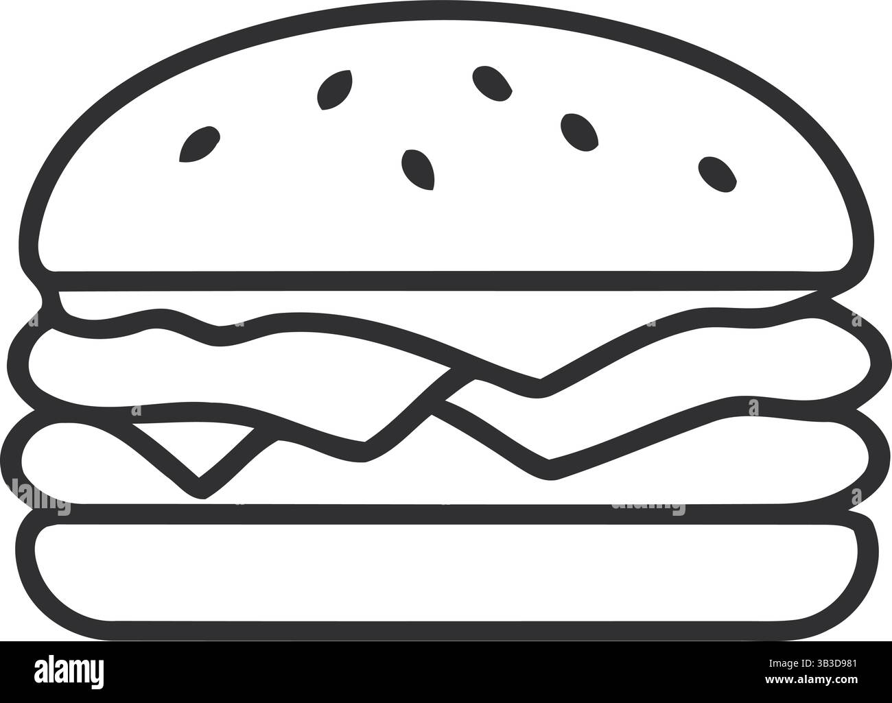 Line Drawing of a Hamburger with Layers Stock Vector Image & Art - Alamy