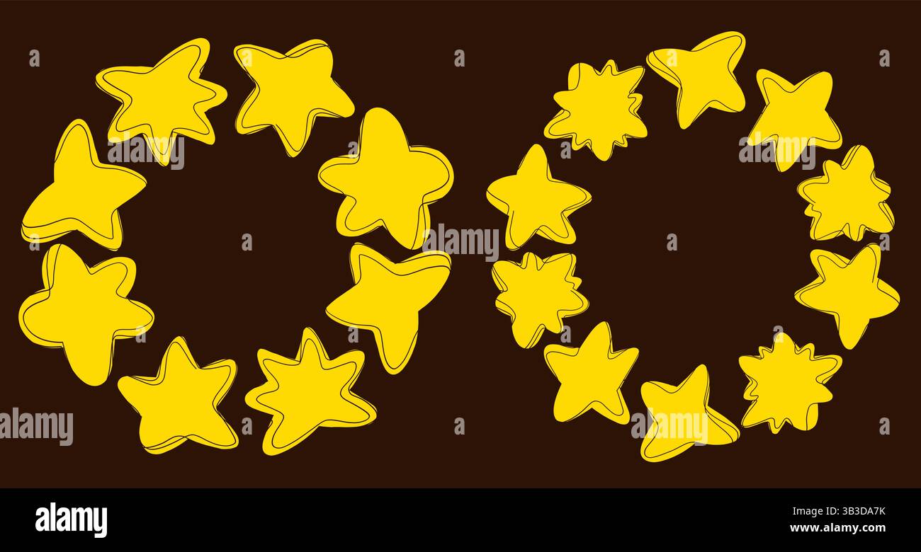 Vector illustration of two circular wreaths made from playful cartoon ...