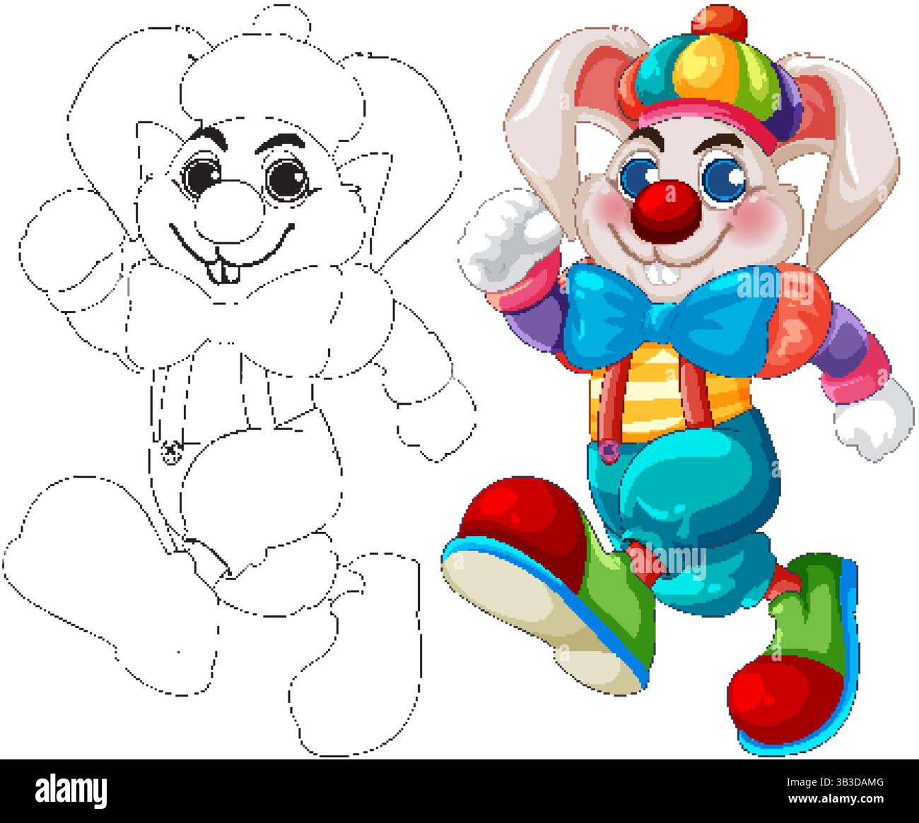 Vibrant vector illustration of a playful clown rabbit with colorful ...
