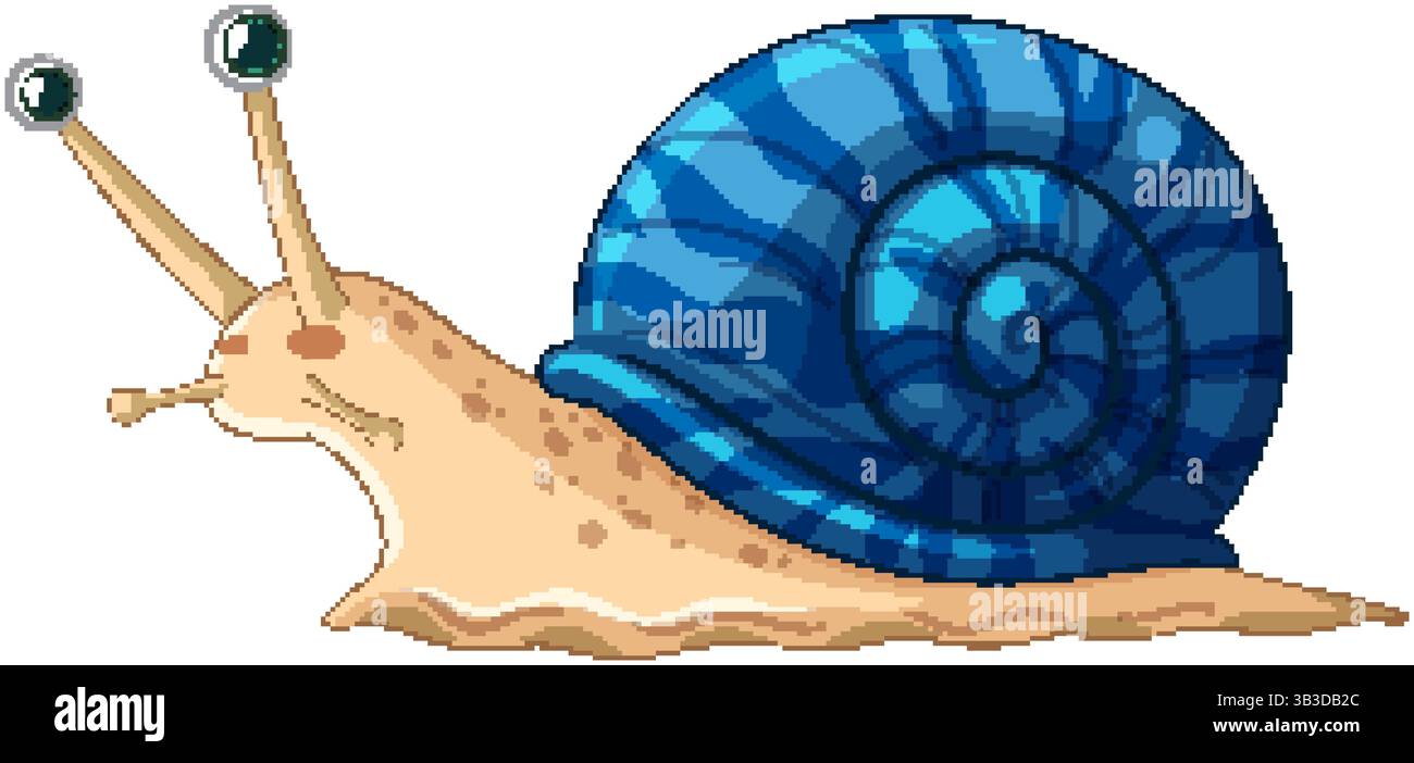 Vector illustration of a snail with vibrant blue spiral shell Stock ...